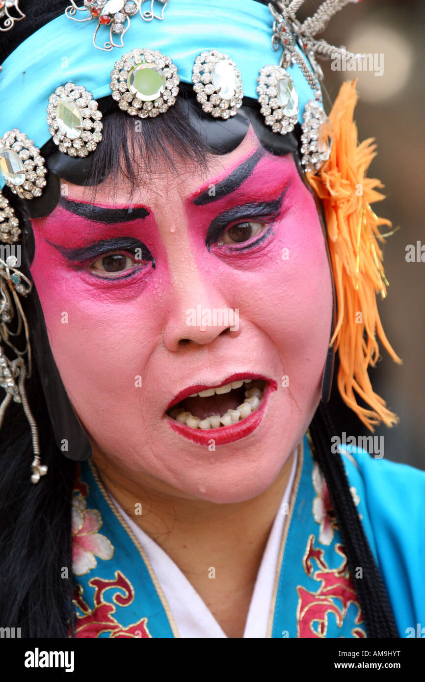 A member of a Chinese Opera troupe performs in Silver Dollar Village ...