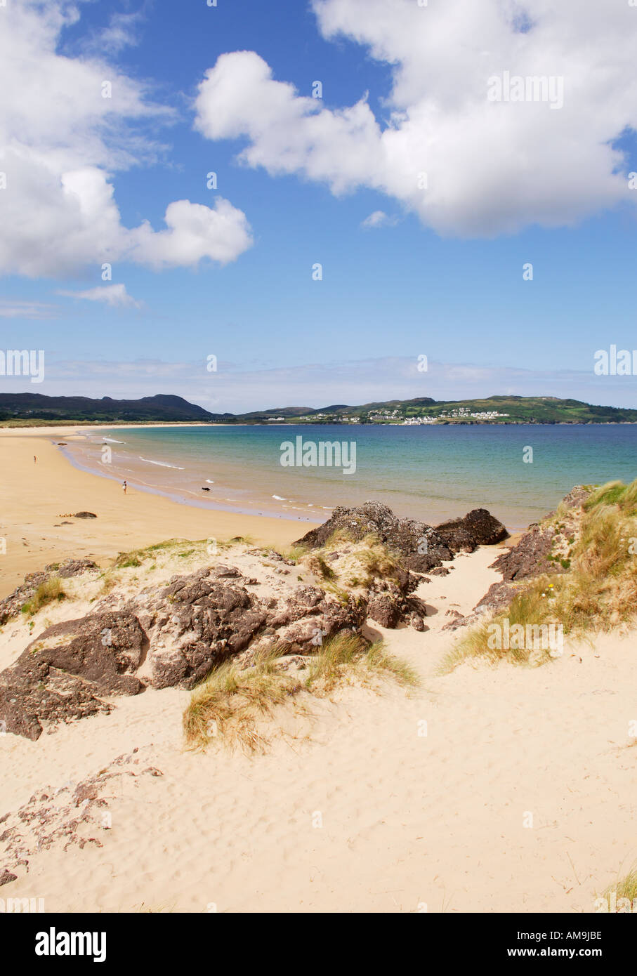North over the fine beach at Portsalon on Ballymacstocker Bay on Lough ...