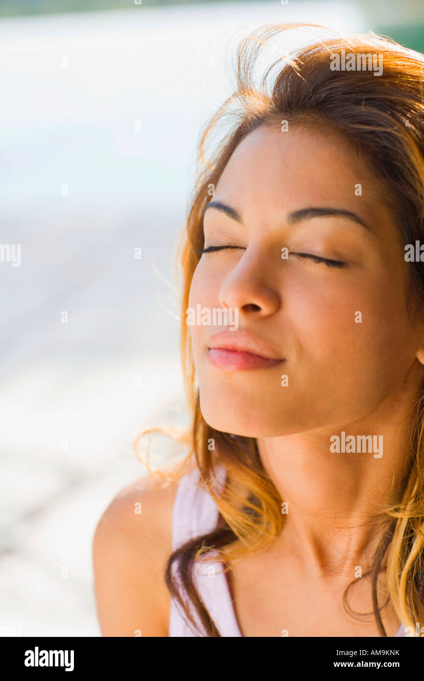 Woman relaxed eyes closed hi-res stock photography and images - Alamy