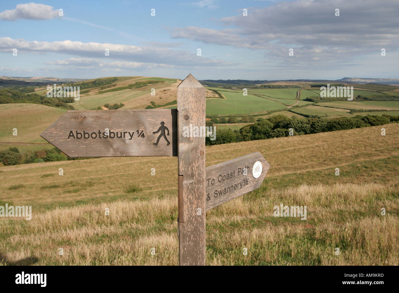 dorset countryside wooden signpost abbottsbury southern england uk gb ...