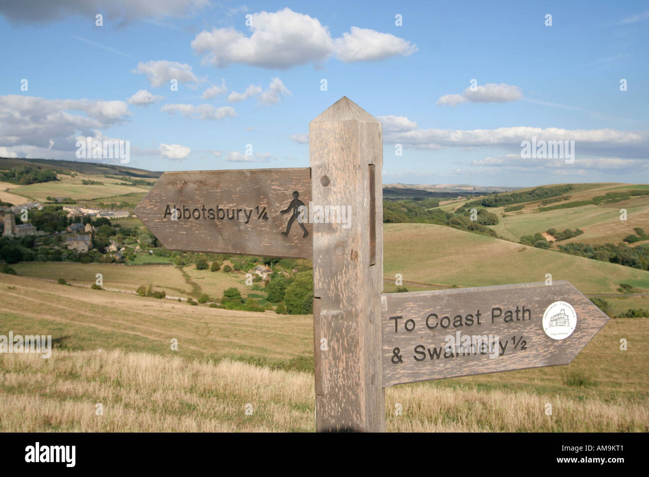 dorset countryside wooden signpost abbottsbury southern england uk gb ...