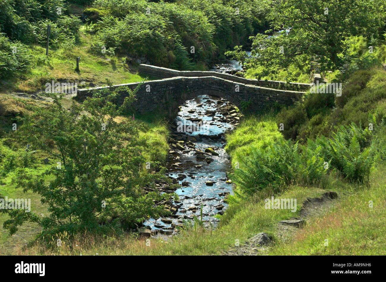 River Goyt and packhorse bridge Stock Photo - Alamy