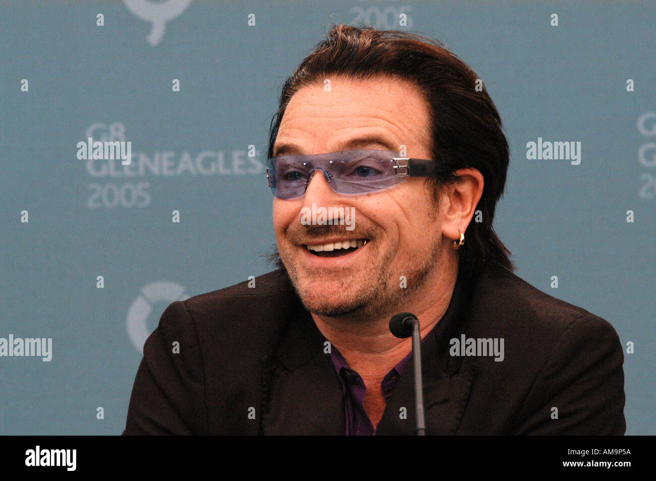 U2 singer Bono at the Make Poverty History press conference G8 summit ...