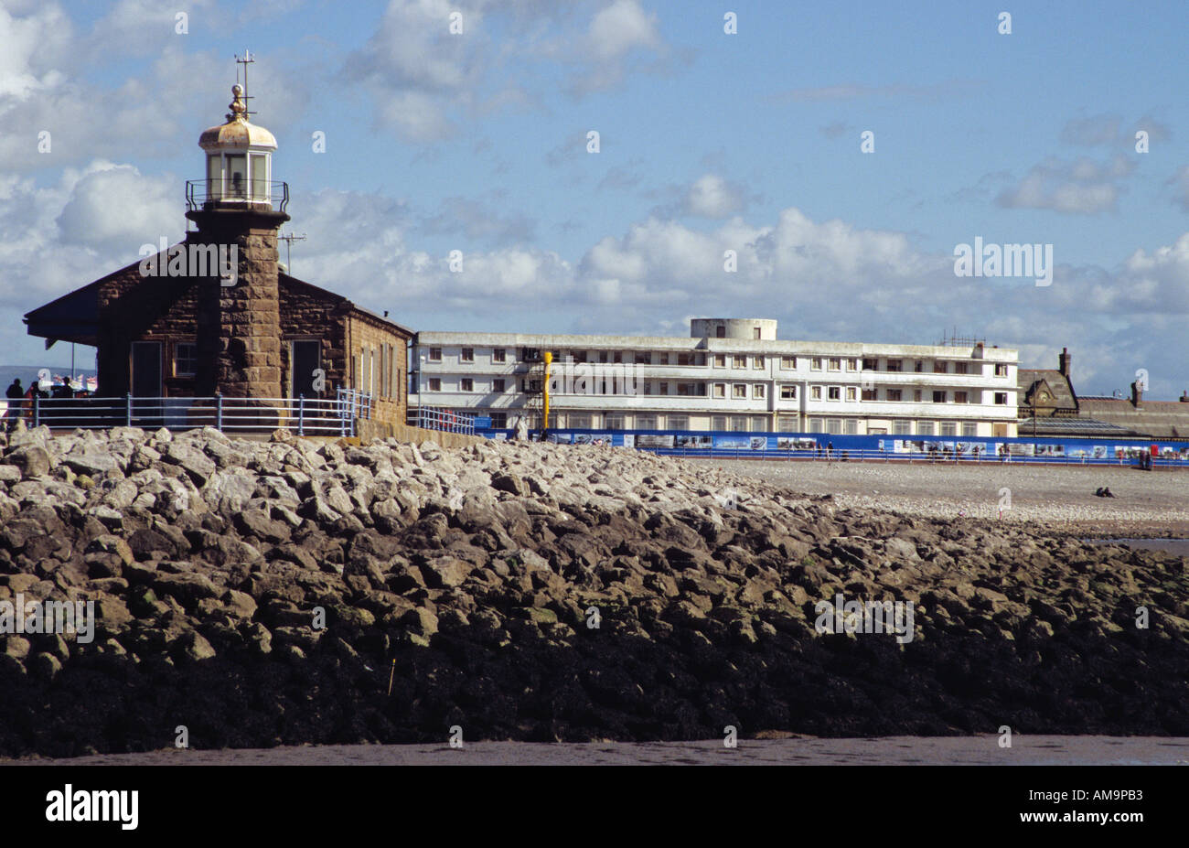 Lighthouse at the end of the Stone Jetty in Morecambe Stock Photo - Alamy
