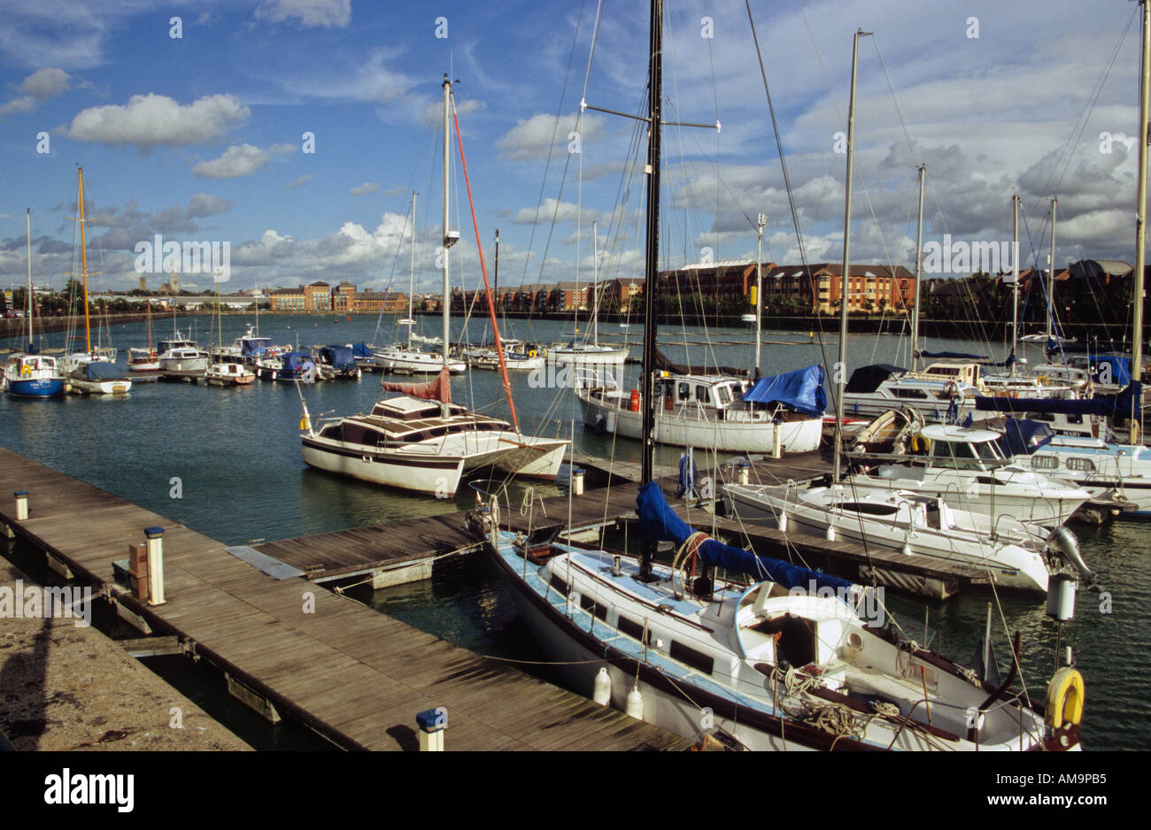 Albert Edward Dock and Marina at Preston Riversway Docklands Stock ...