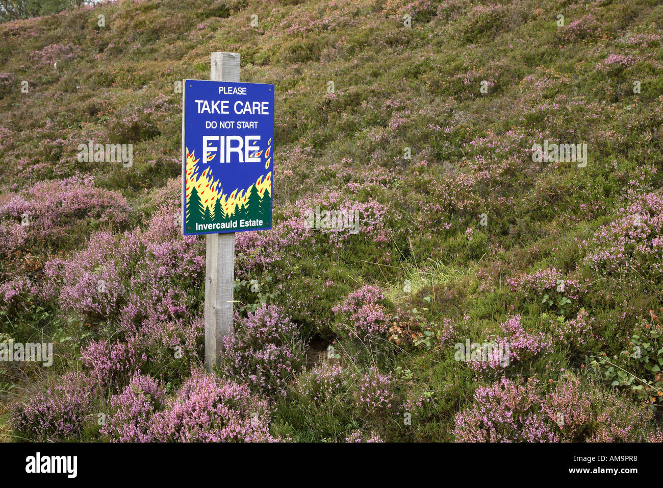 Autumn Fire risk - Please do not start fire sign; scottish heather ...