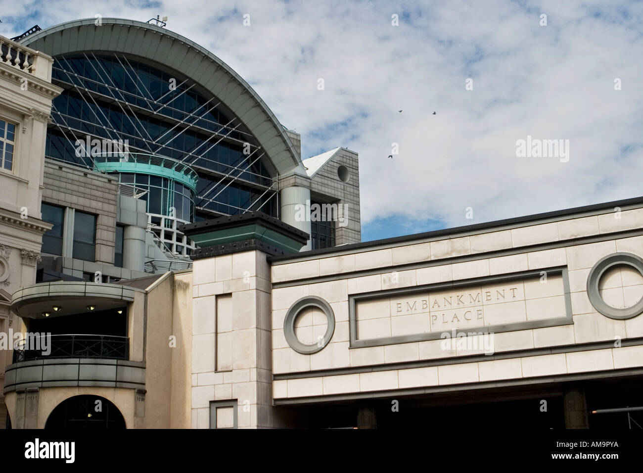 Embankment Place with Charing Cross train station behind London Stock ...