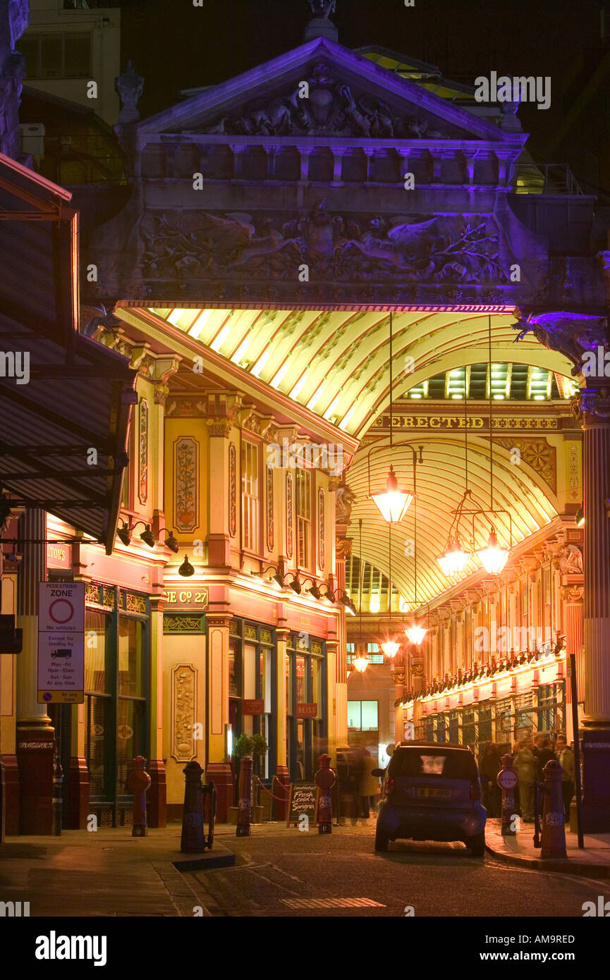 Victorian Market behind the Lloyds building City of london at night ...