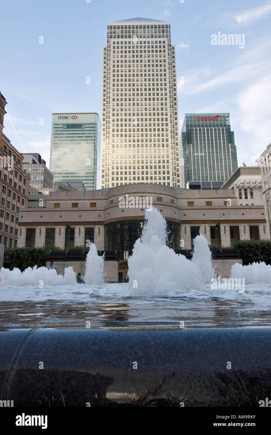 View of Canary Wharf complex from Cabot Square From left to right HSBC ...