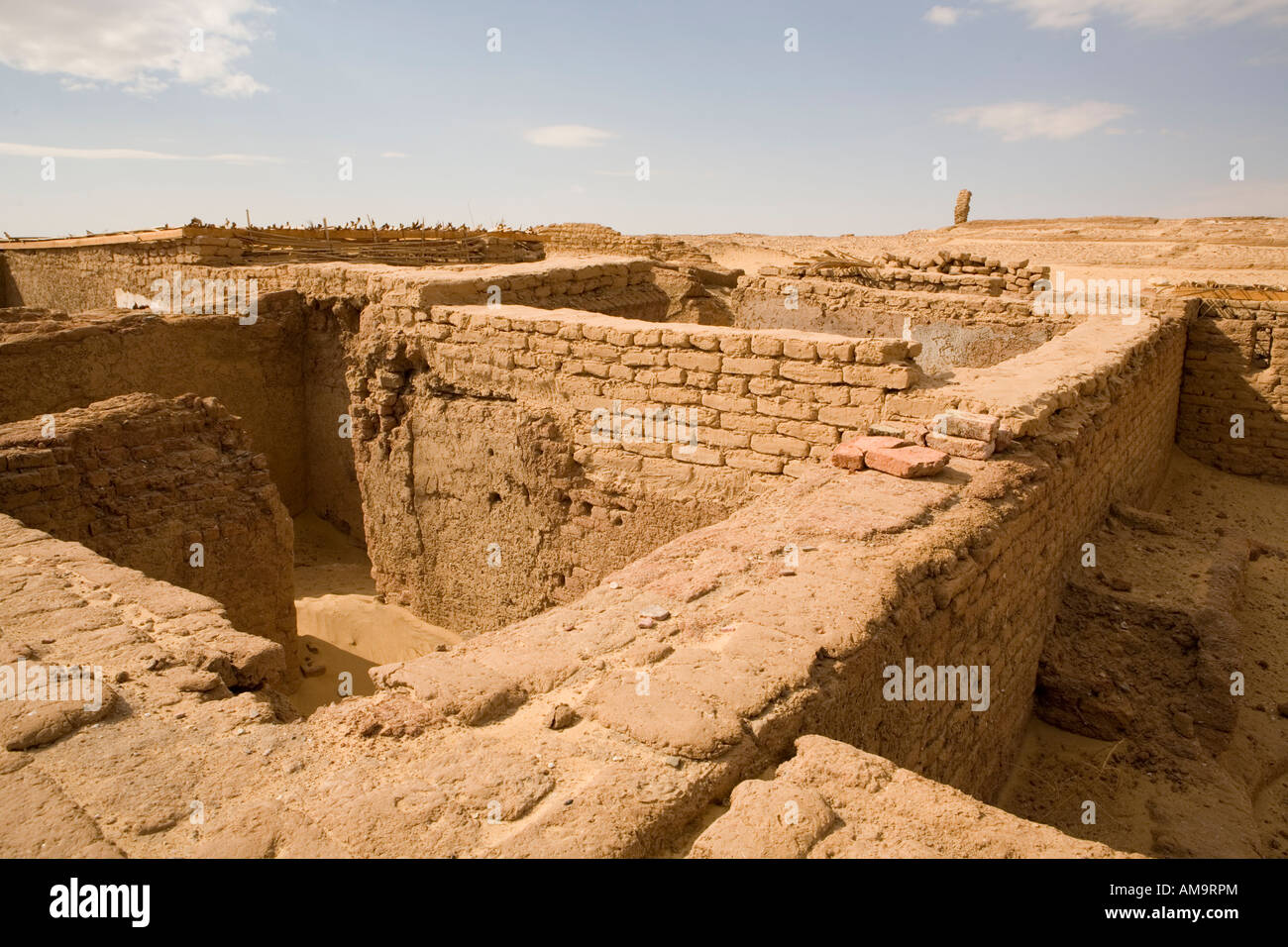 Mud brick ruins at the Roman city of Amheida , Dakhla Oasis, Egypt ...
