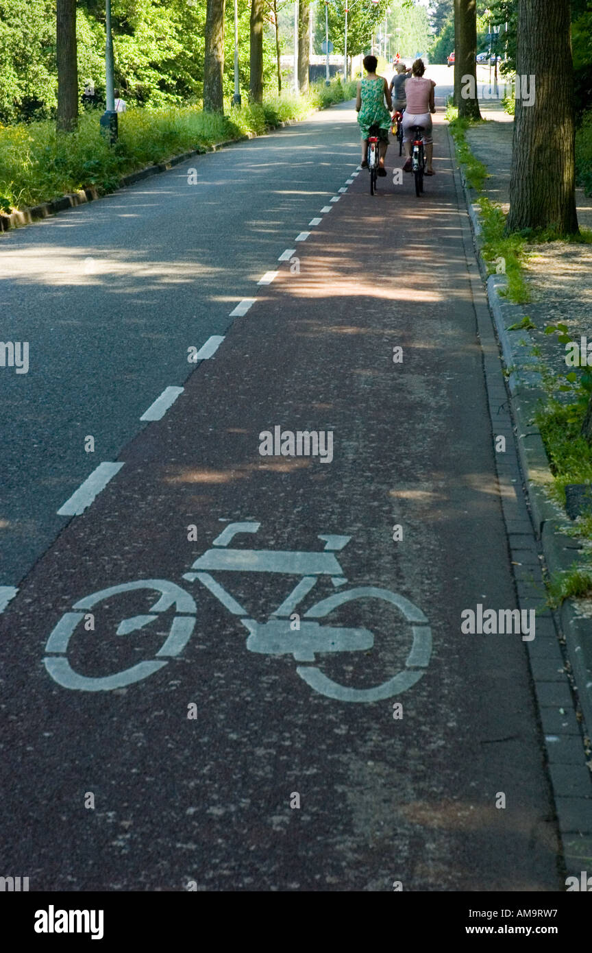 Cyclists on cycle lane in Holland Stock Photo - Alamy