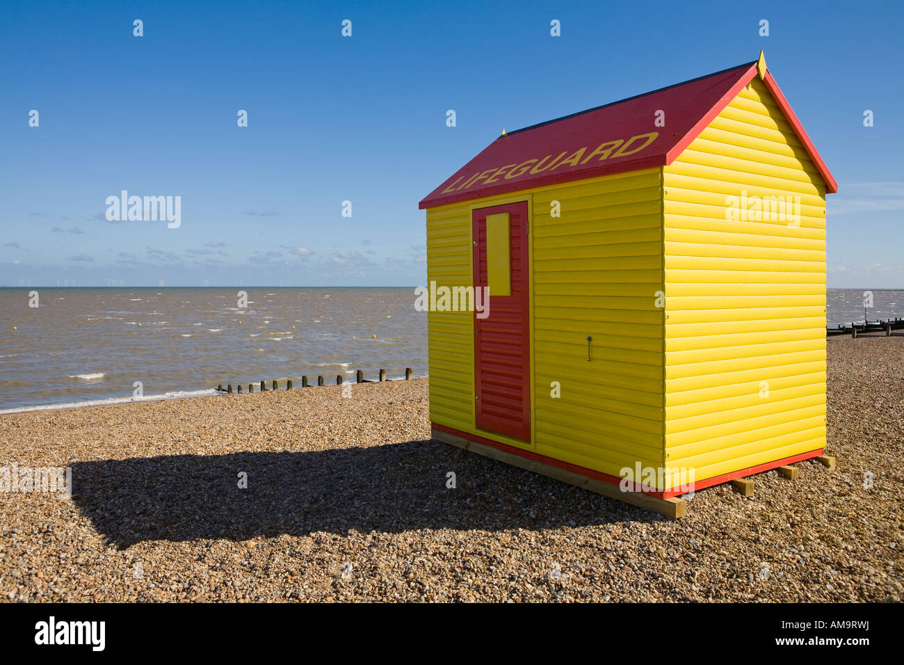 Lifeguard hut in bright sunshine on the beach in Kent Stock Photo - Alamy