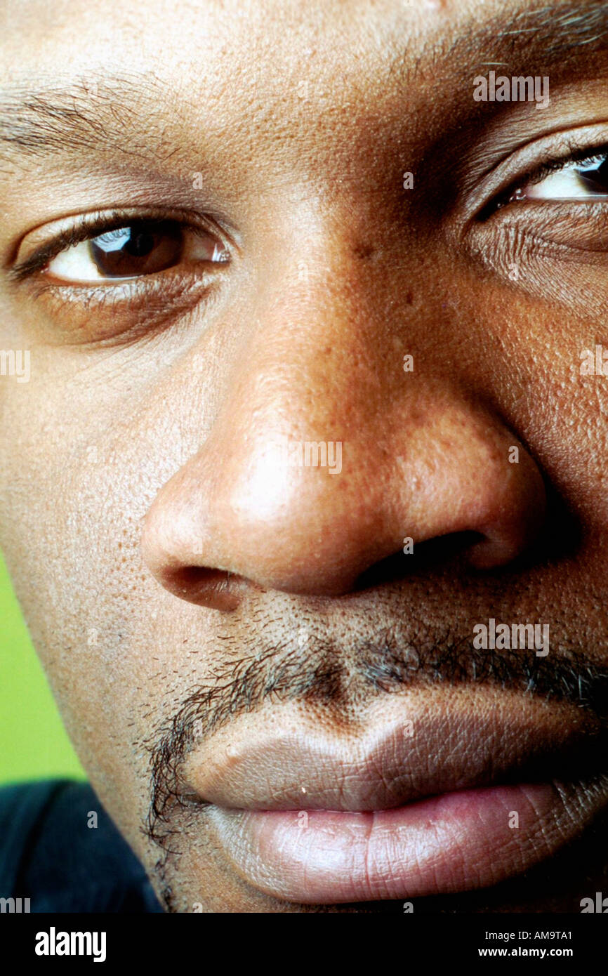 Extremely Tightly Cropped Portrait of African American Man With a ...