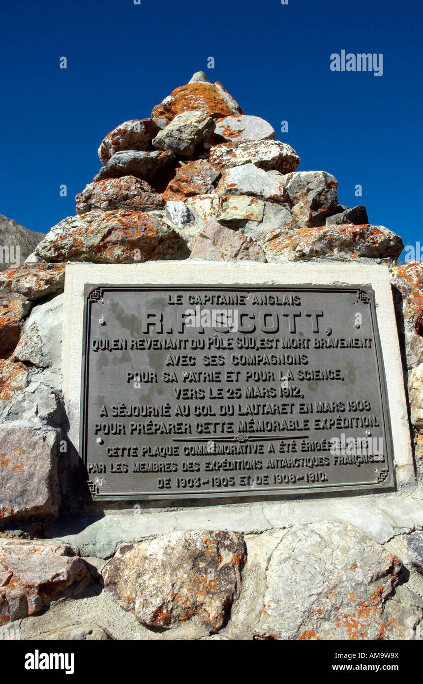 The memorial to RF Scott on the Col de Lauteret in France Stock Photo ...