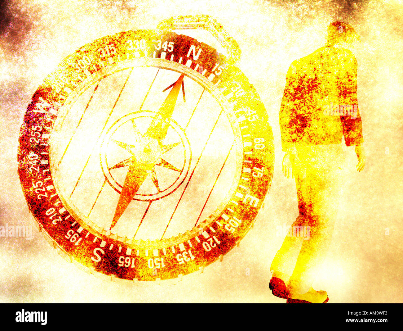 Man with compass Stock Photo - Alamy