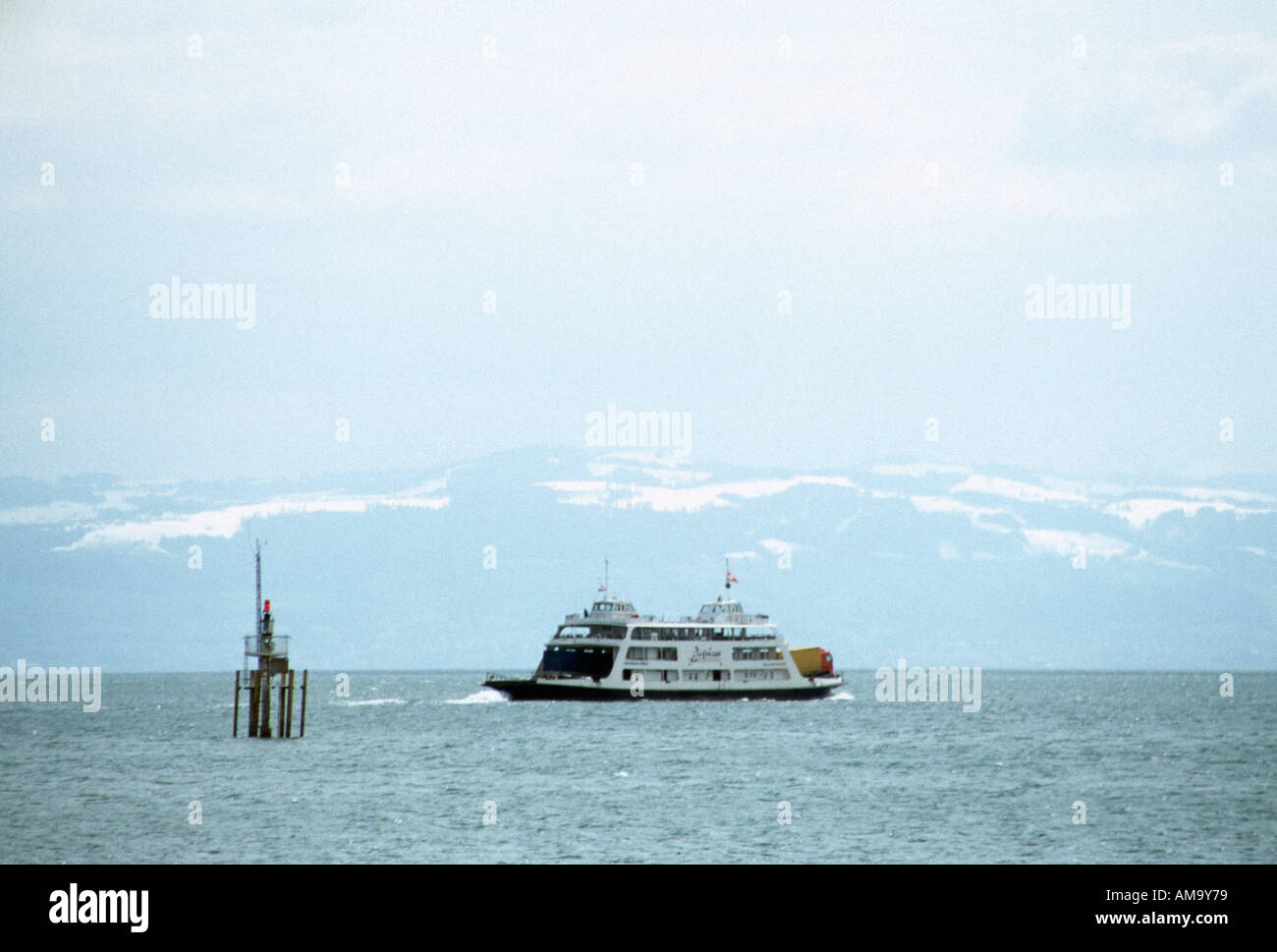 The car ferry from Friedrichshafen to Romanshorn crossing Lake ...