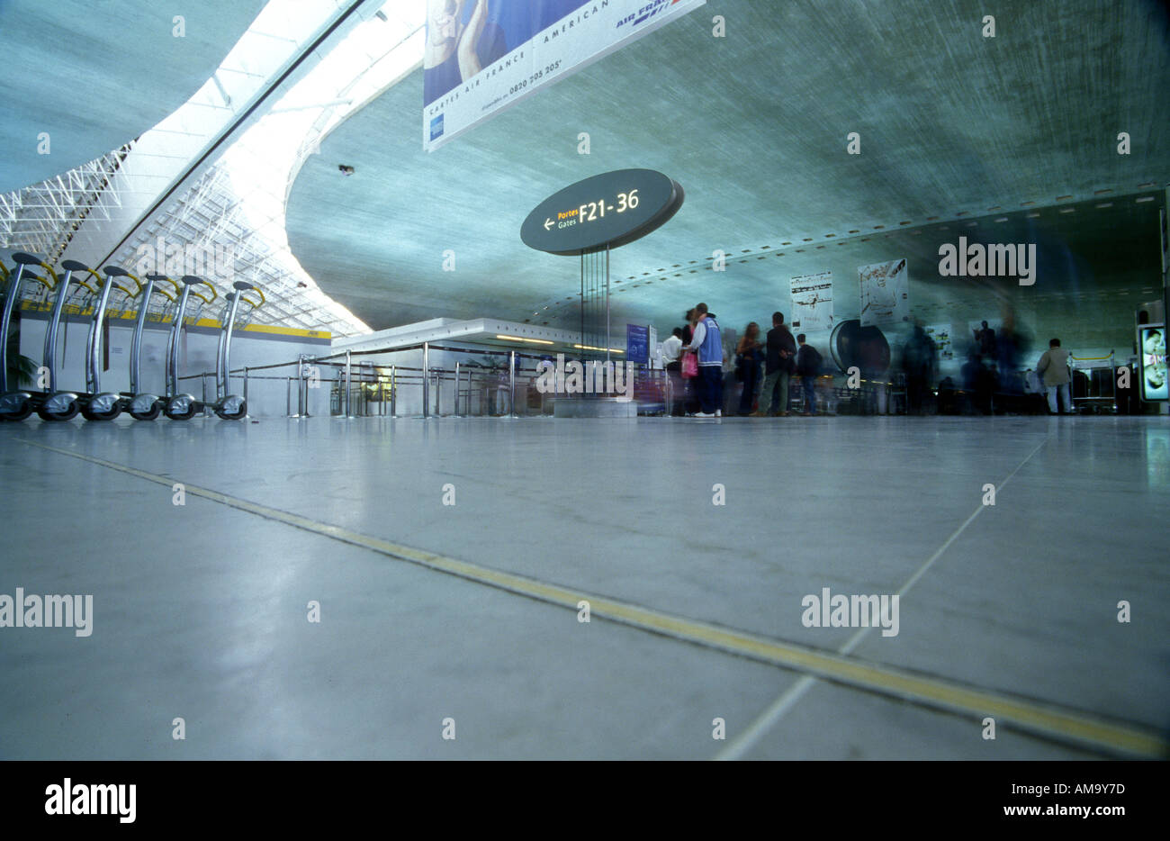 Check in gates at terminal F at the airport of Paris Charles de Gaulle ...