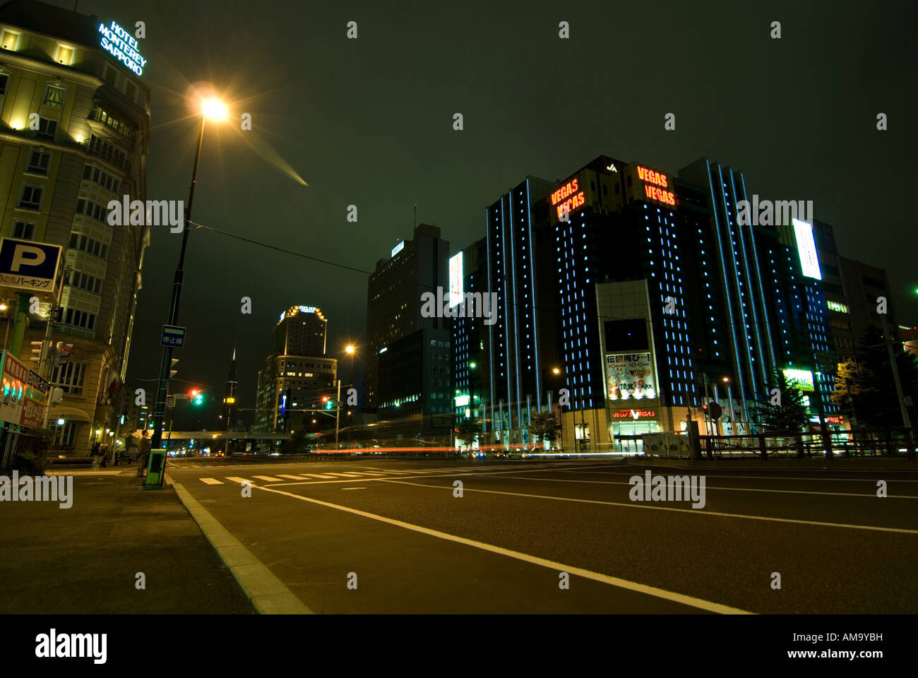 night street in Sapporo Stock Photo - Alamy