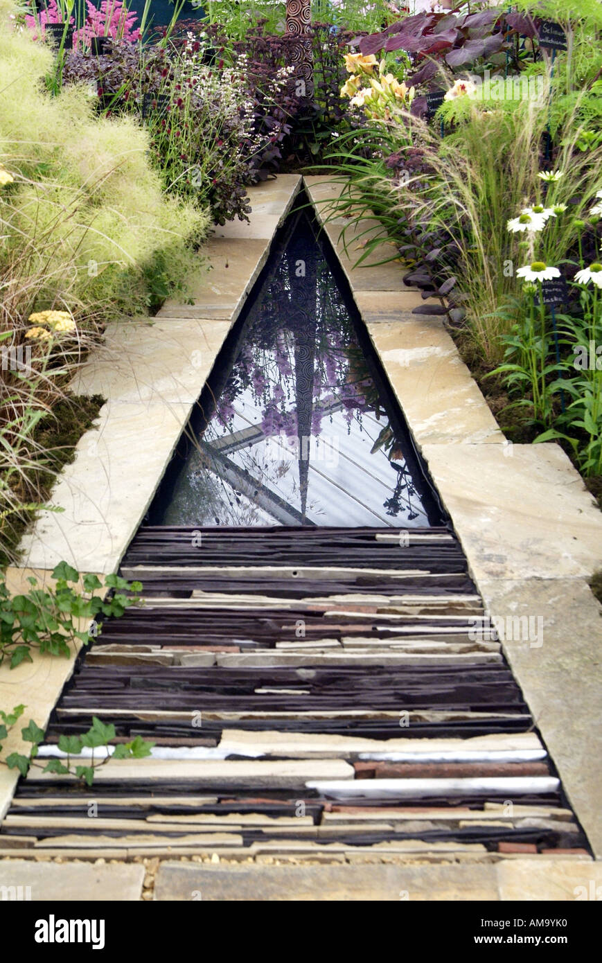 Small compact busy Garden rear path private personal space design white ...