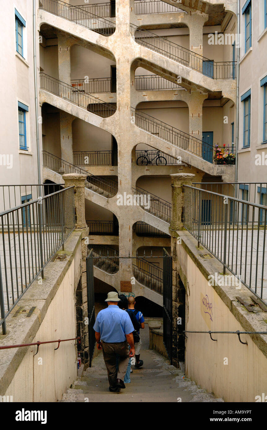 France, Rhone, Lyon, La Croix Rousse District, Traboule des Voraces ...