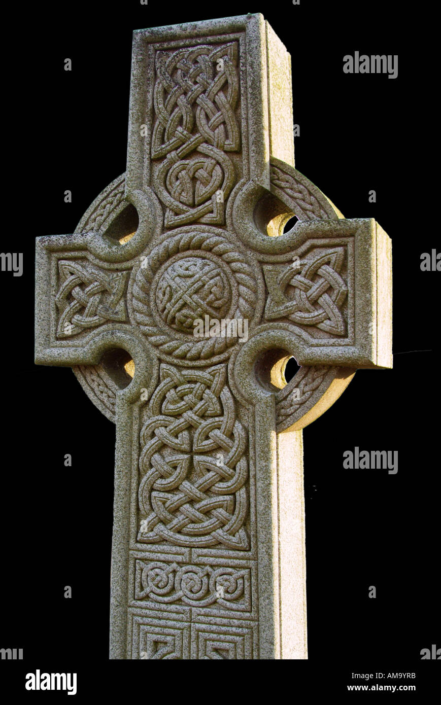 celtic cross Aberdaron parish church yard north Wales U K Europe Lleyn ...
