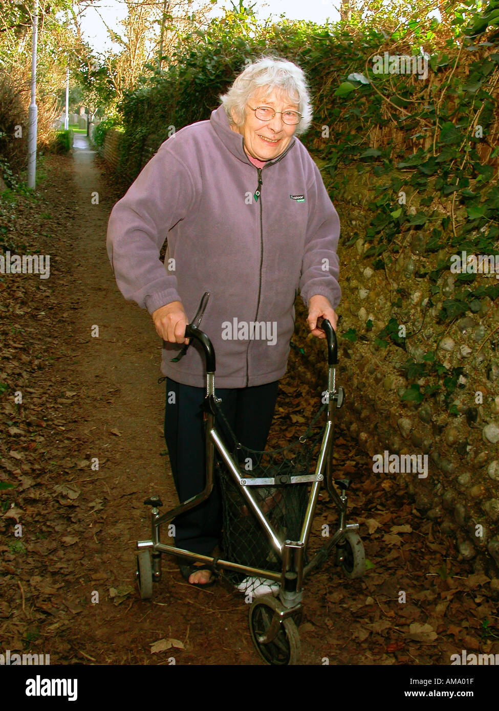 partially disabled elderly lady using a frame Stock Photo - Alamy