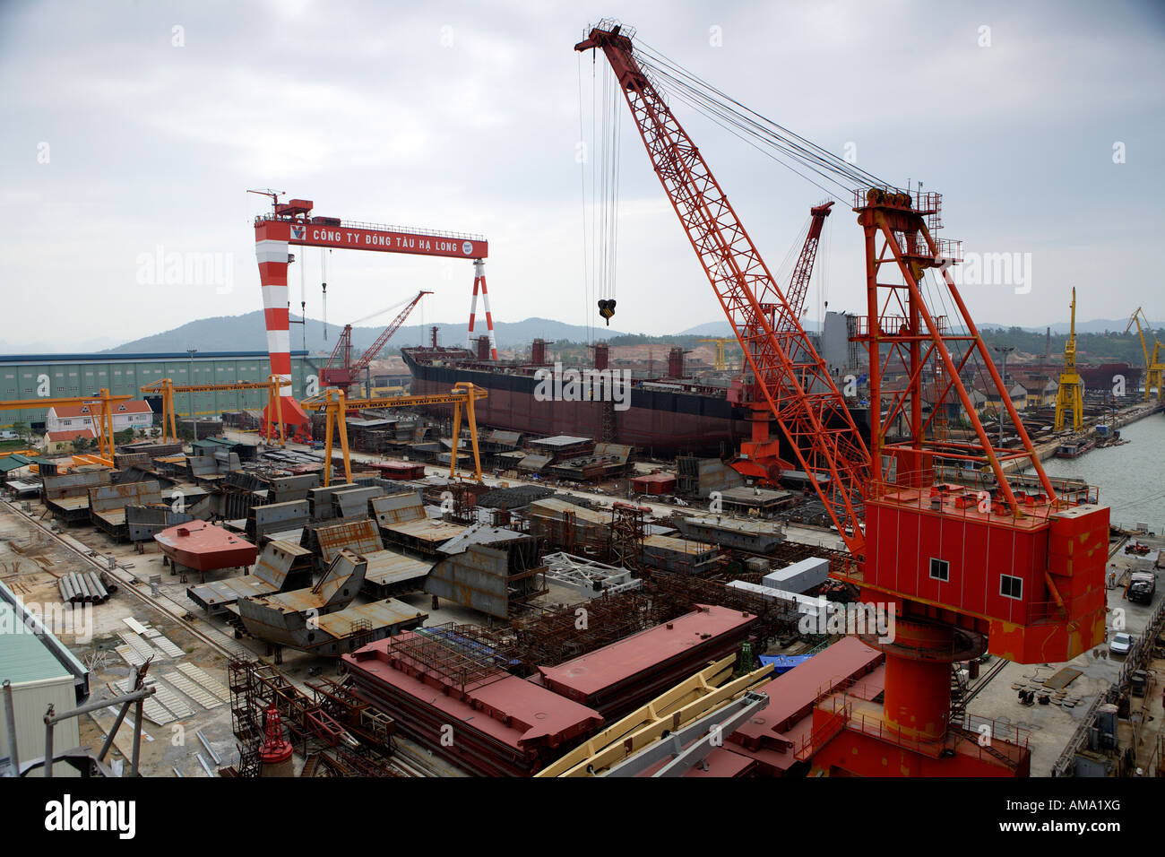 Crane Shipbuilding Ha Long Ship Yard North Vietnam Asia Stock Photo - Alamy