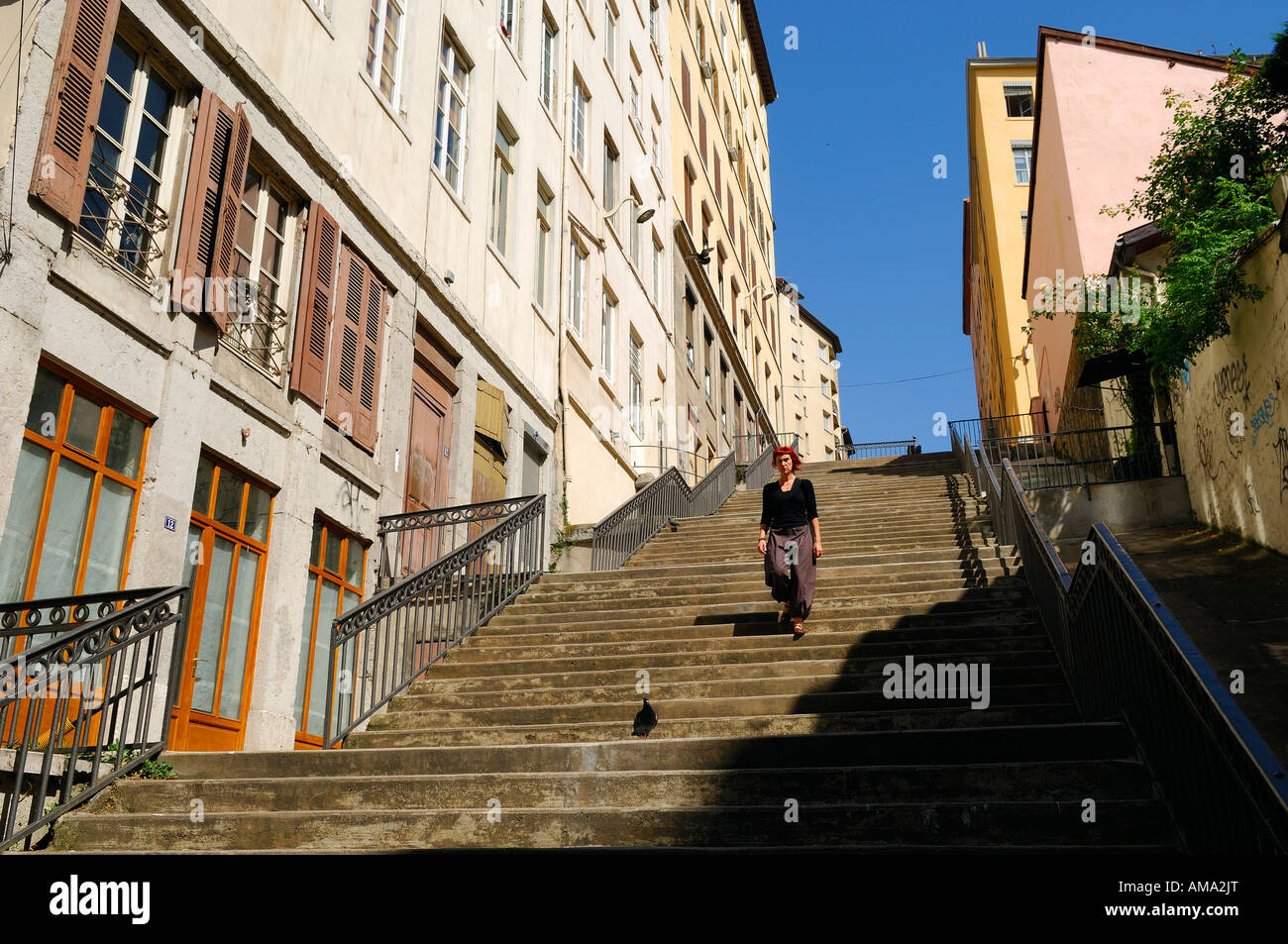 Lyon staircase croix rousse hi-res stock photography and images - Alamy