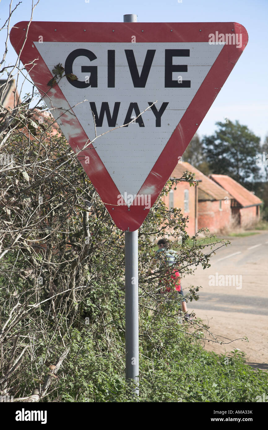 Triangular Give Way road sign Stock Photo - Alamy Triangular Give Way road sign Stock Photo - Alamy
