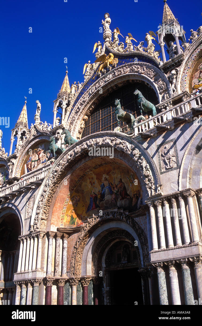 Italy Venice Piazza San Marco Basilica San Marco facade of church Stock ...