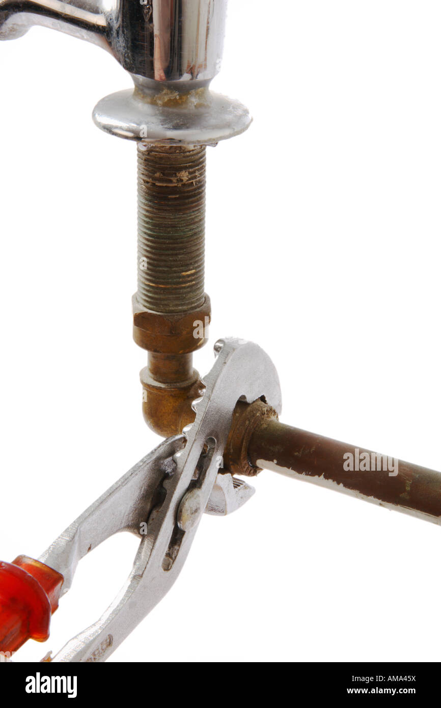 Repairing a "water tap" pipework Stock Photo - Alamy