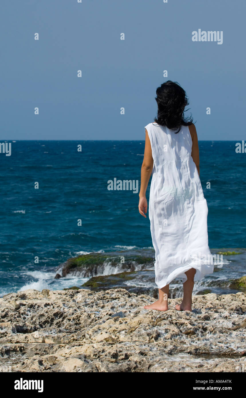 White low back dress hi-res stock photography and images - Alamy