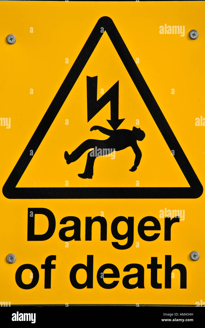 Public information sign danger electrocution Stock Photo - Alamy