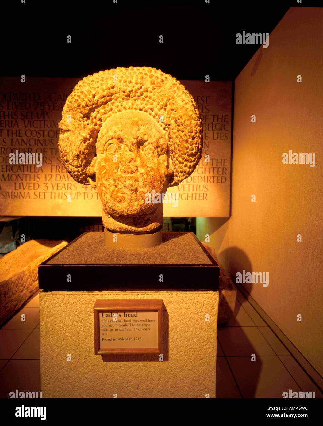 Lady's Head sculpture at the Roman Baths Museum in Bath England Stock ...