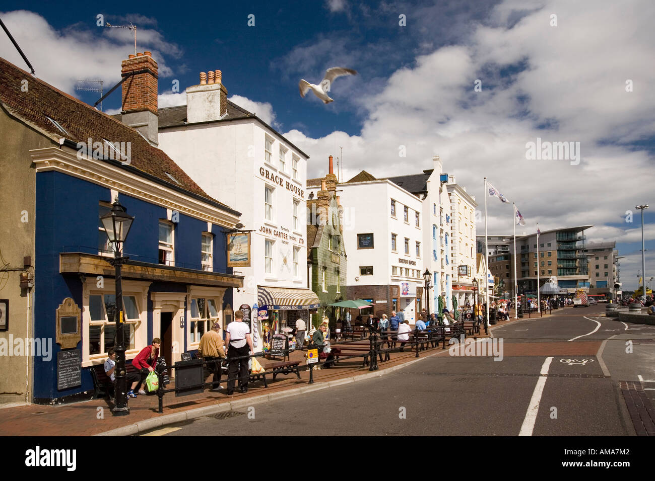 UK Dorset Poole Old Town Quay Portsmouth Hoy Grace House and Poole Arms ...
