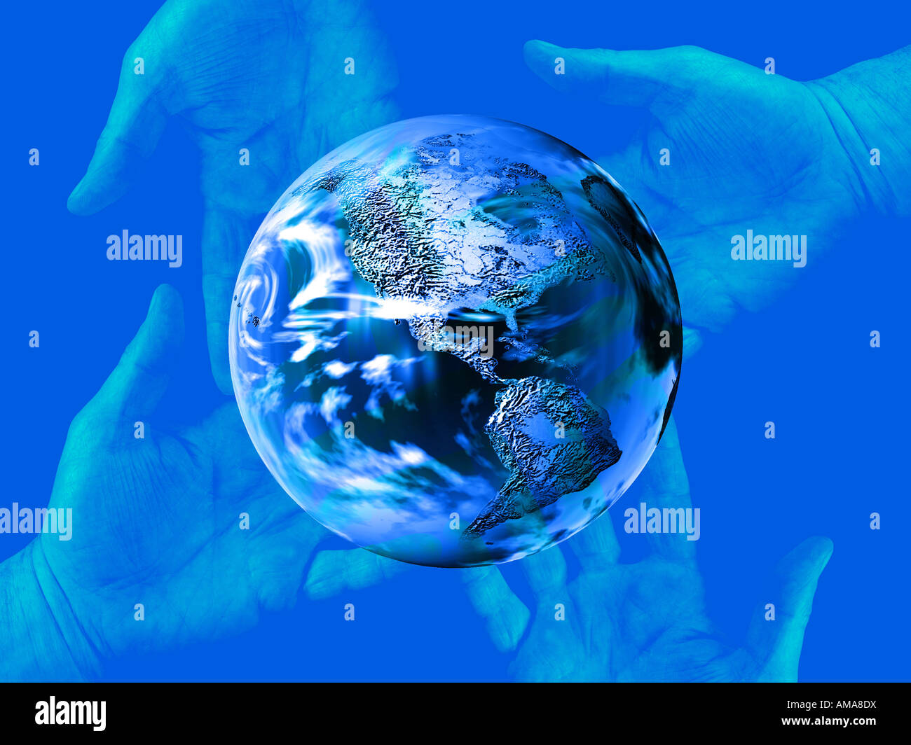 Hands supporting the earth Stock Photo - Alamy