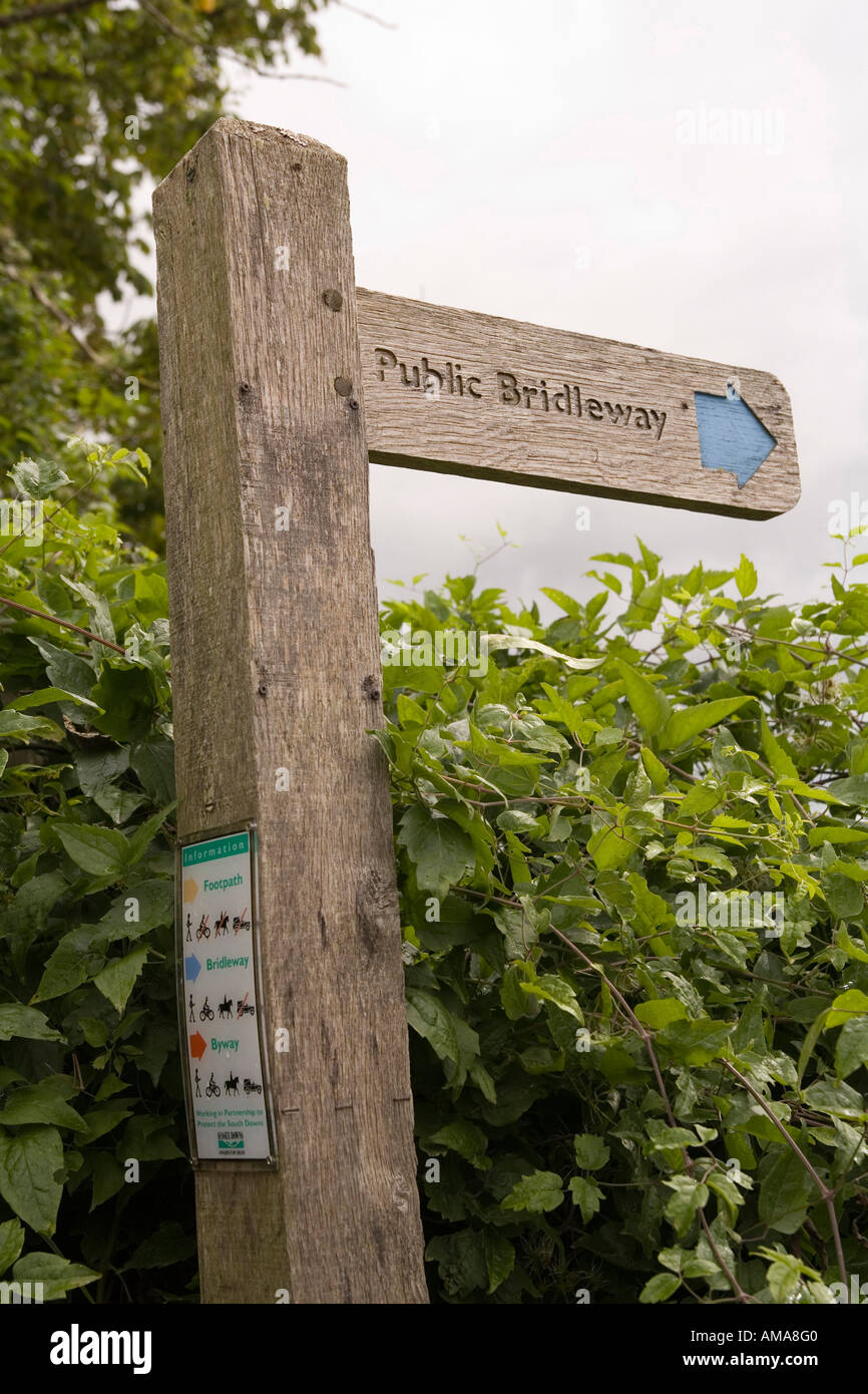West Sussex South Downs Chanctonbury Bridalway path sign to ...