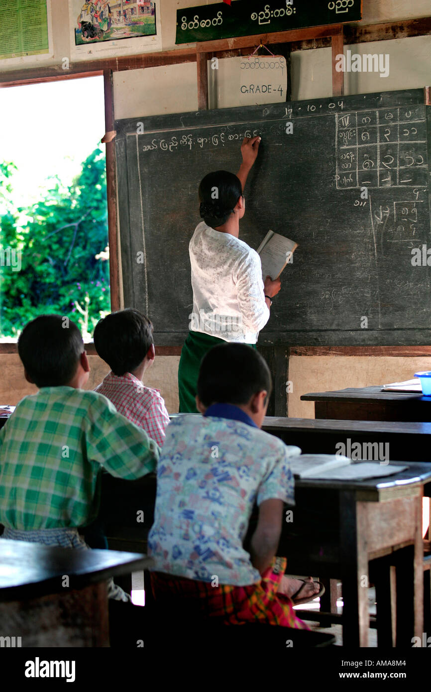 Burmese schoolchildren at Maing Thauk village school, Shan State, Burma ...