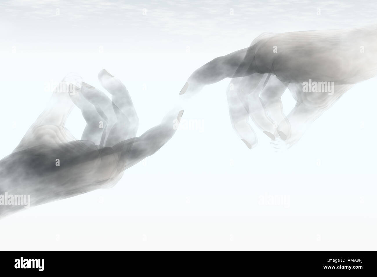 Ethereal hands touching Stock Photo - Alamy