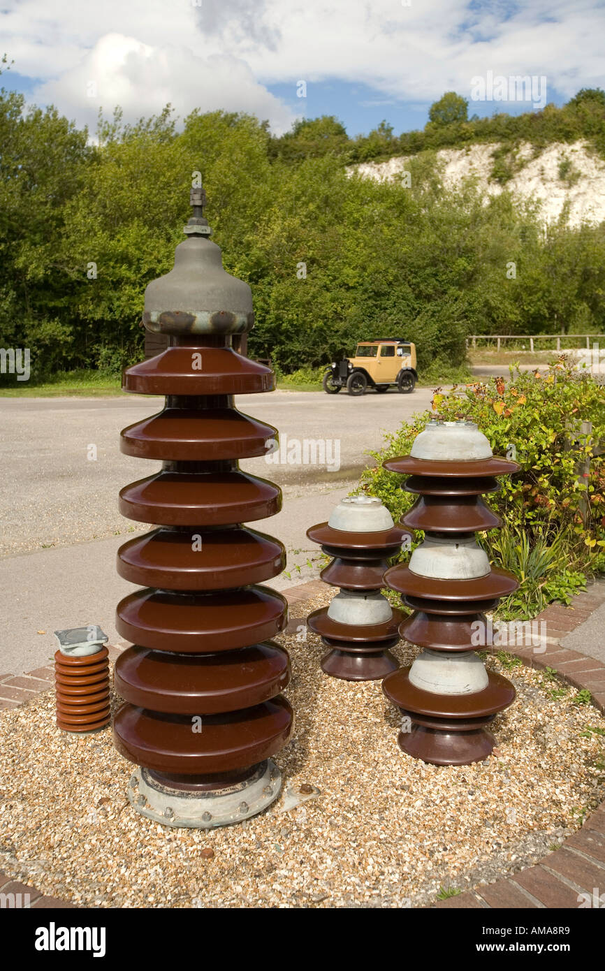 West Sussex Amberley Working Museum electrical insulators in front of ...