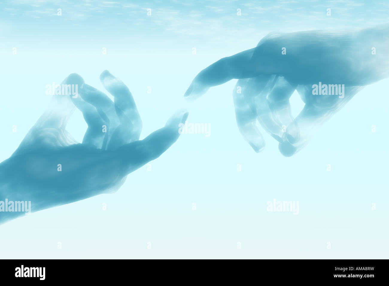 Ethereal hands touching Stock Photo - Alamy