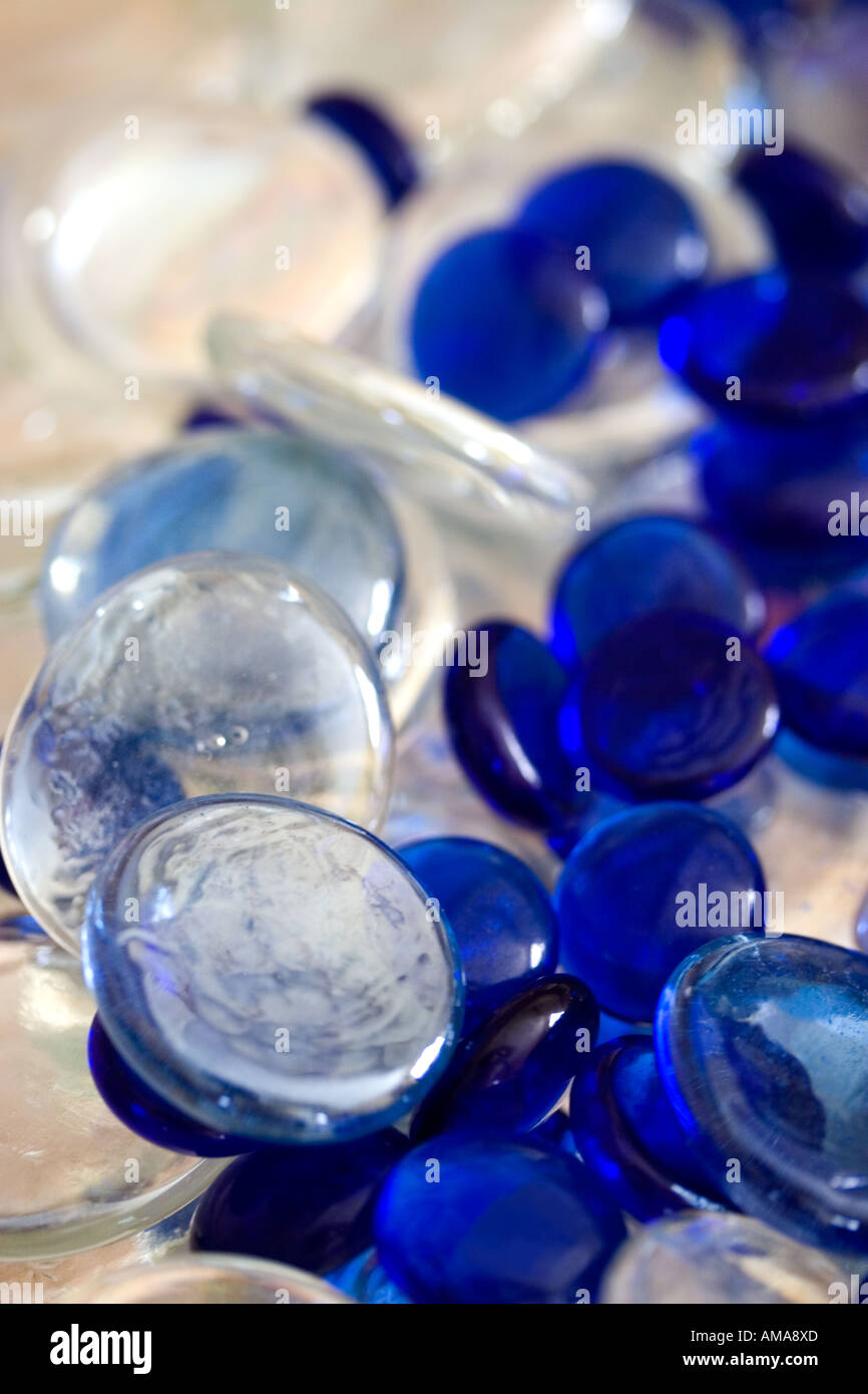 Glass discs in shades of blue and colourless (1 Stock Photo - Alamy