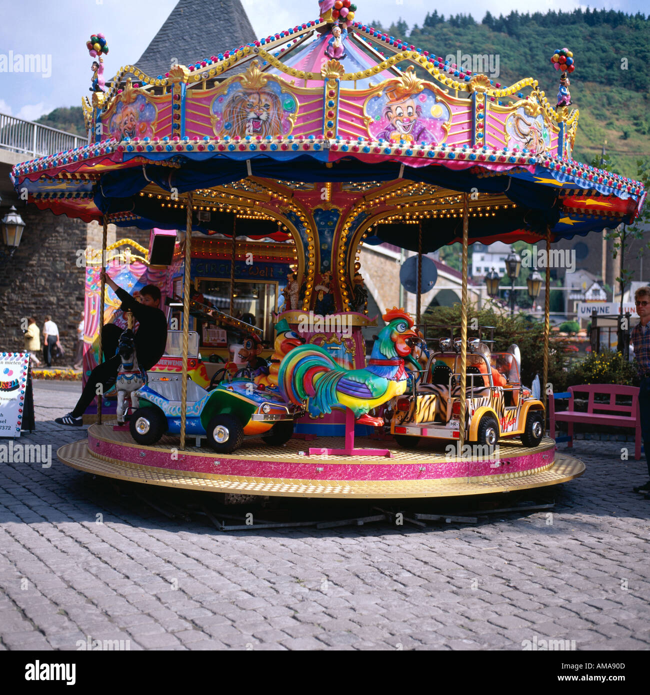 Carousel at fairground in Cochem am Mosel Germany Stock Photo - Alamy
