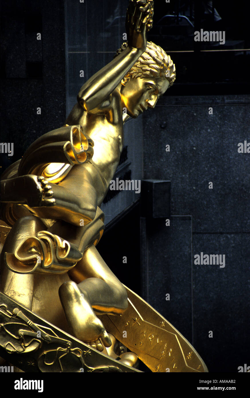 New York Manhattan Rockefeller Plaza and the Statue of Prometheus the ...