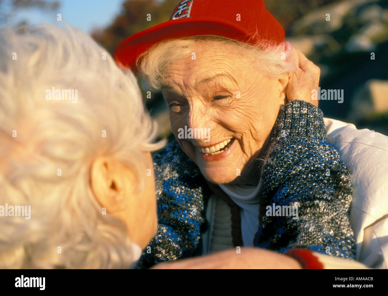 Mature women talking close up Stock Photo - Alamy