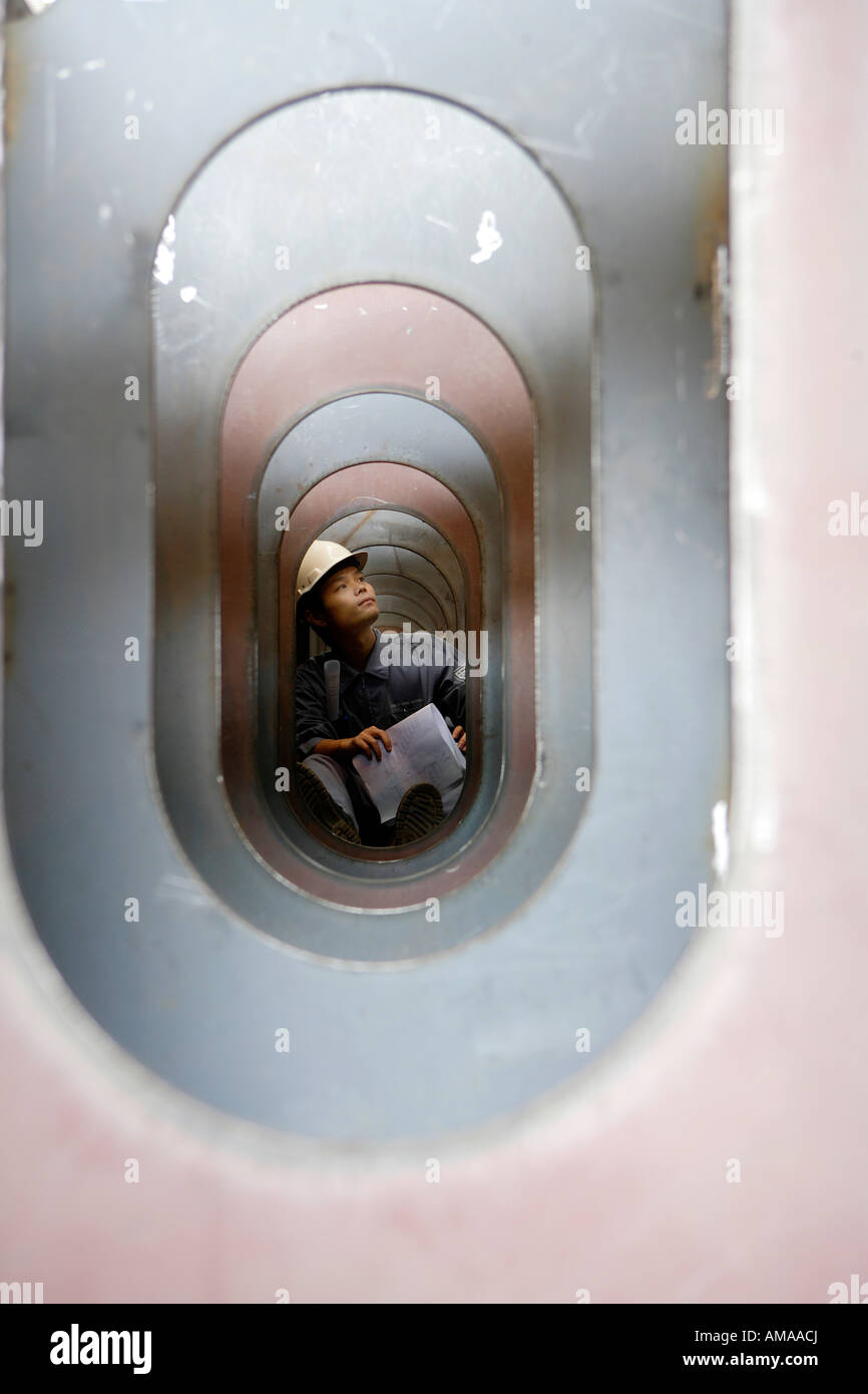 Engineer Shipbuilding Pha Rung Ship Yard North Vietnam Asia Stock Photo ...