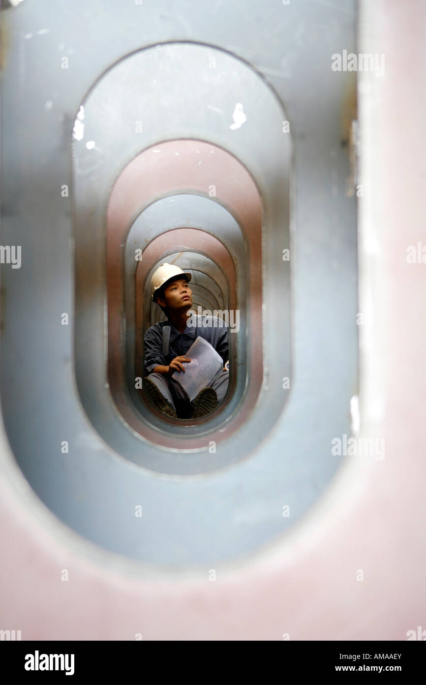 Engineer Shipbuilding Pha Rung Ship Yard North Vietnam Asia Stock Photo ...