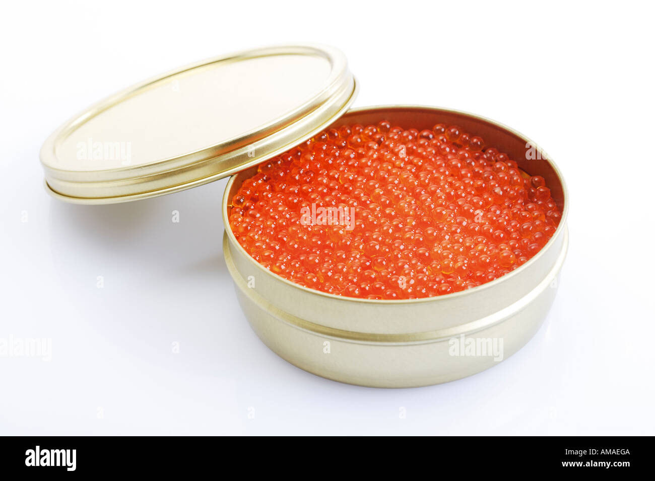 Trout caviar in container Stock Photo - Alamy