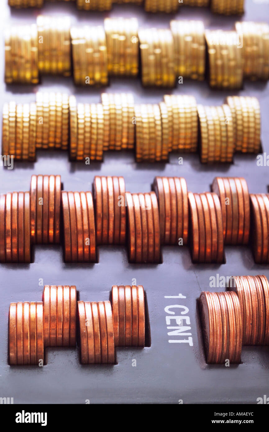Cent coins in cash box Stock Photo - Alamy