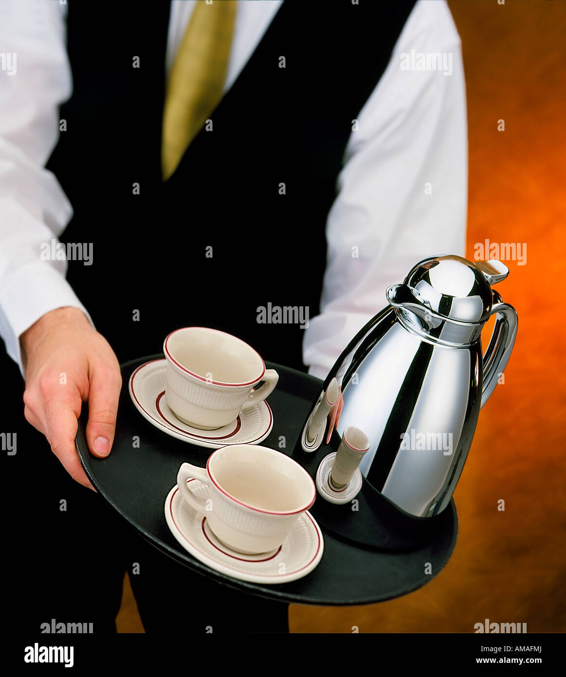 waiter serving coffee Stock Photo - Alamy